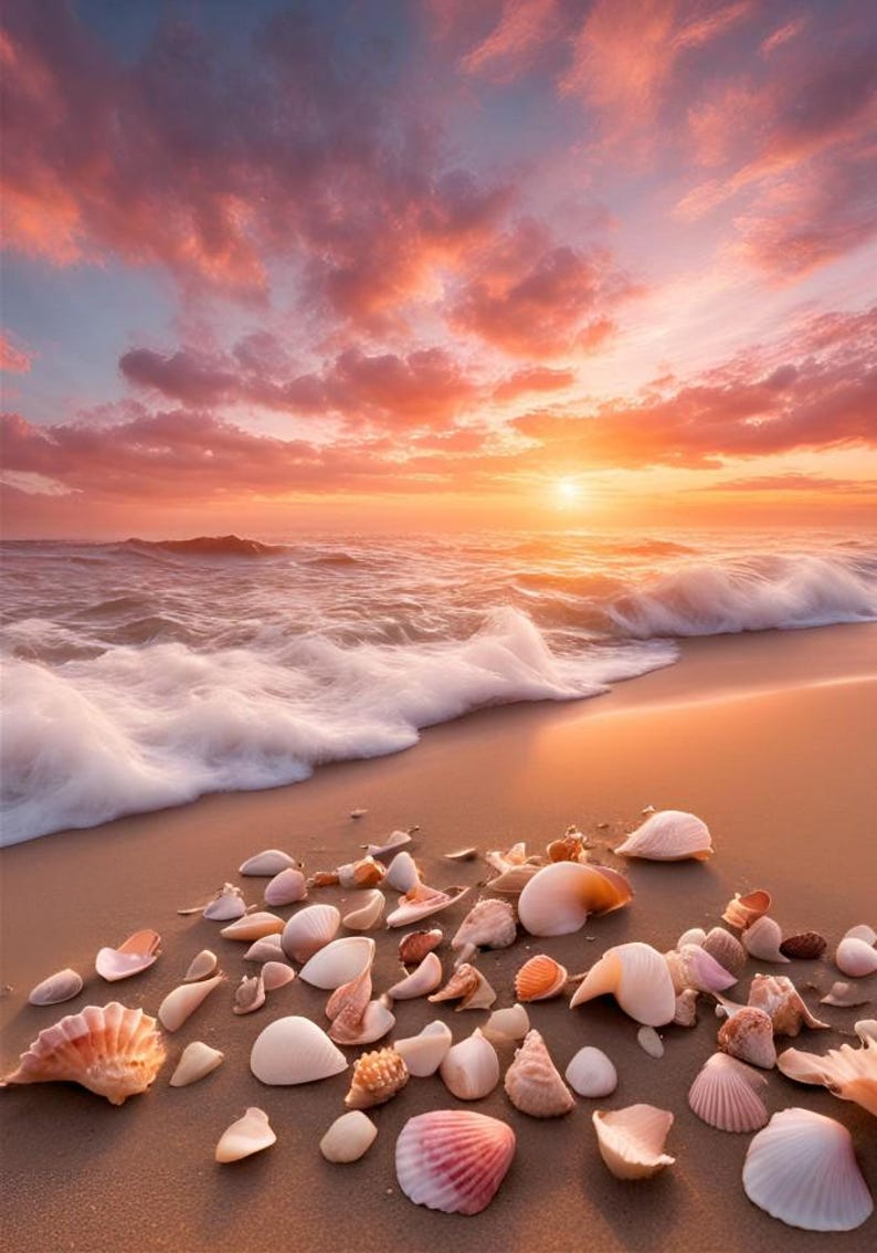 Seashells Beach Backgrounds | Junk Journal, Scrapbook (PDF) - Etsy