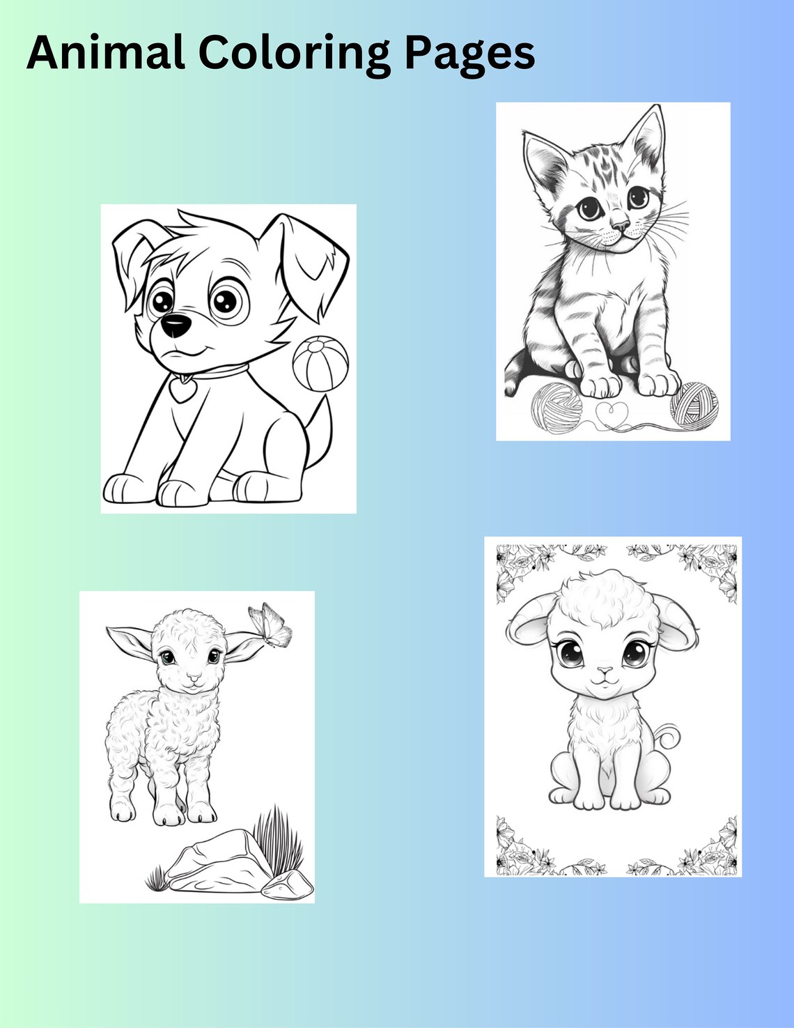 Printable Animal Coloring Book, 40 Designs, Kids & Adults (PDF Download ...