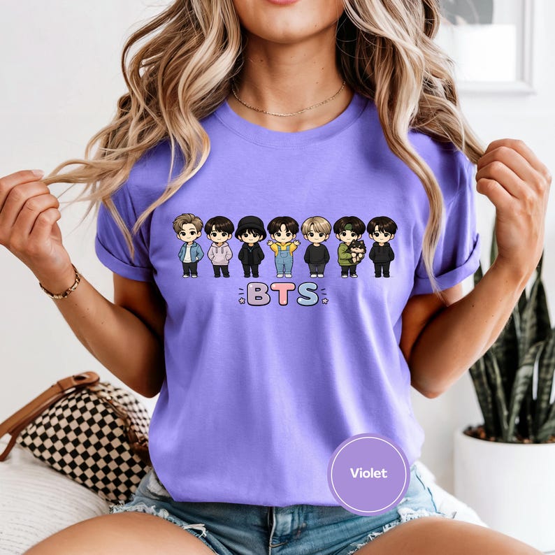 Comfort Colors B.T.S 2.0 Cute Cartoon T-shirt, Korean Pop Tee, Kpop Fan ...