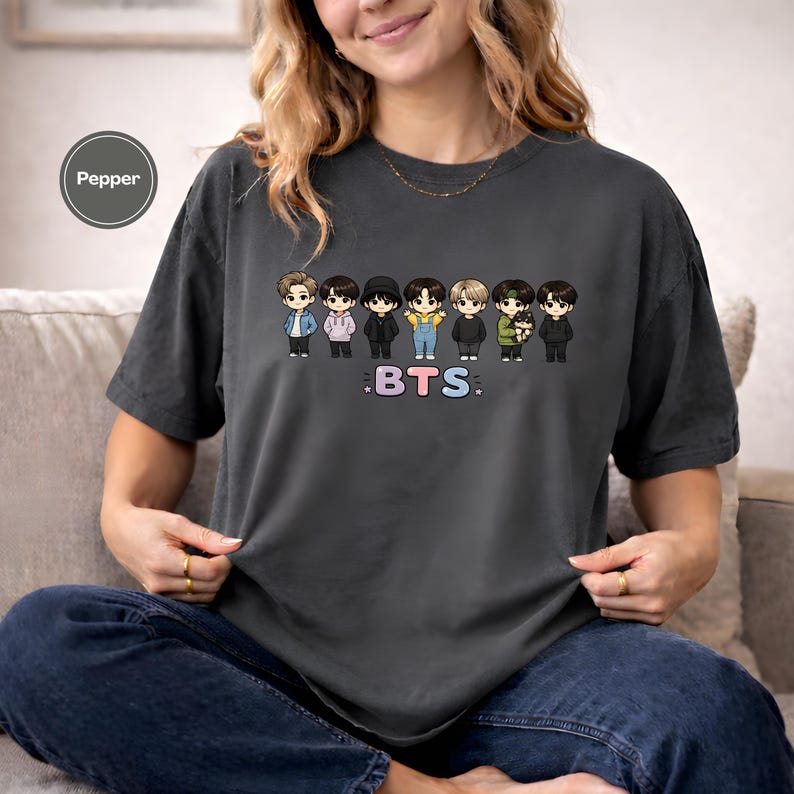 Comfort Colors B.T.S 2.0 Cute Cartoon T-shirt, Korean Pop Tee, Kpop Fan ...