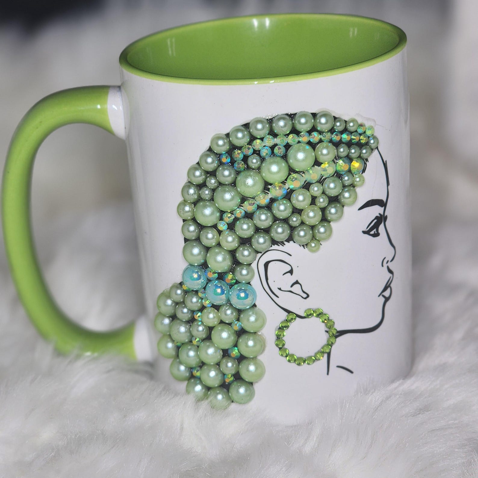 Rhinestone African Diva Mug: Handcrafted Afro Glam Coffee Cup, Story ...
