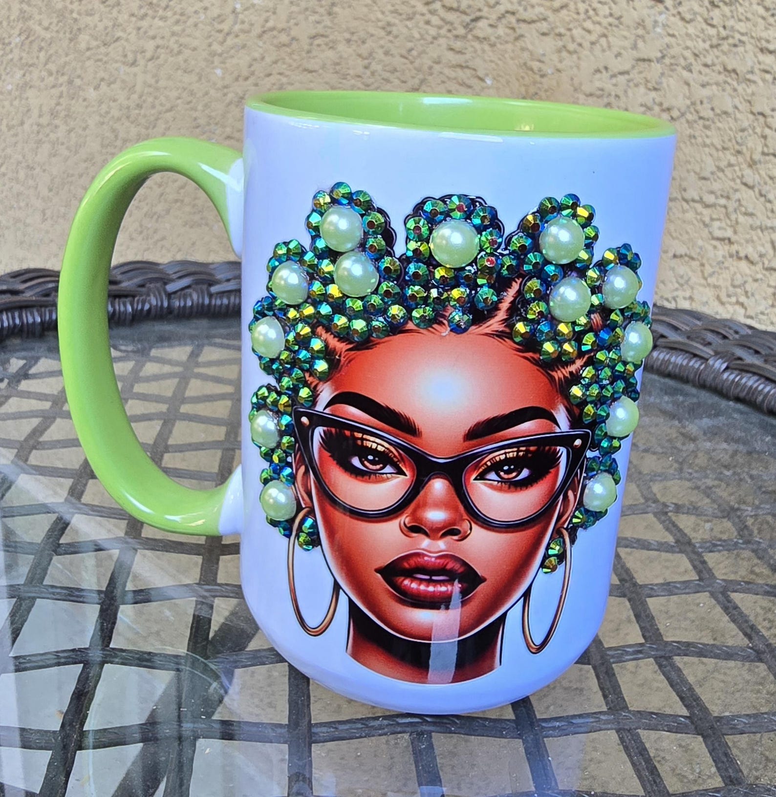 Rhinestone African Diva Mug: Handcrafted Afro Glam Coffee Cup, Story ...