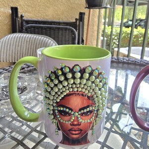 Rhinestone African Diva Mug: Handcrafted Afro Glam Coffee Cup, Story ...