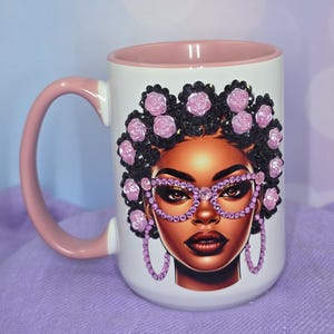 Rhinestone African Diva Mug: Handcrafted Afro Glam Coffee Cup, Story ...