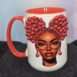 Rhinestone African Diva Mug: Handcrafted Afro Glam Coffee Cup, Story ...