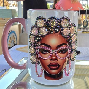 Rhinestone African Diva Mug: Handcrafted Afro Glam Coffee Cup, Story ...