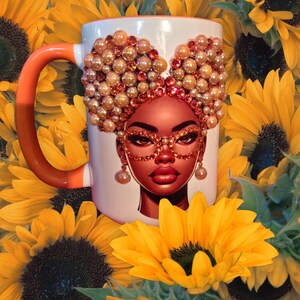 Rhinestone African Diva Mug: Handcrafted Afro Glam Coffee Cup, Story ...