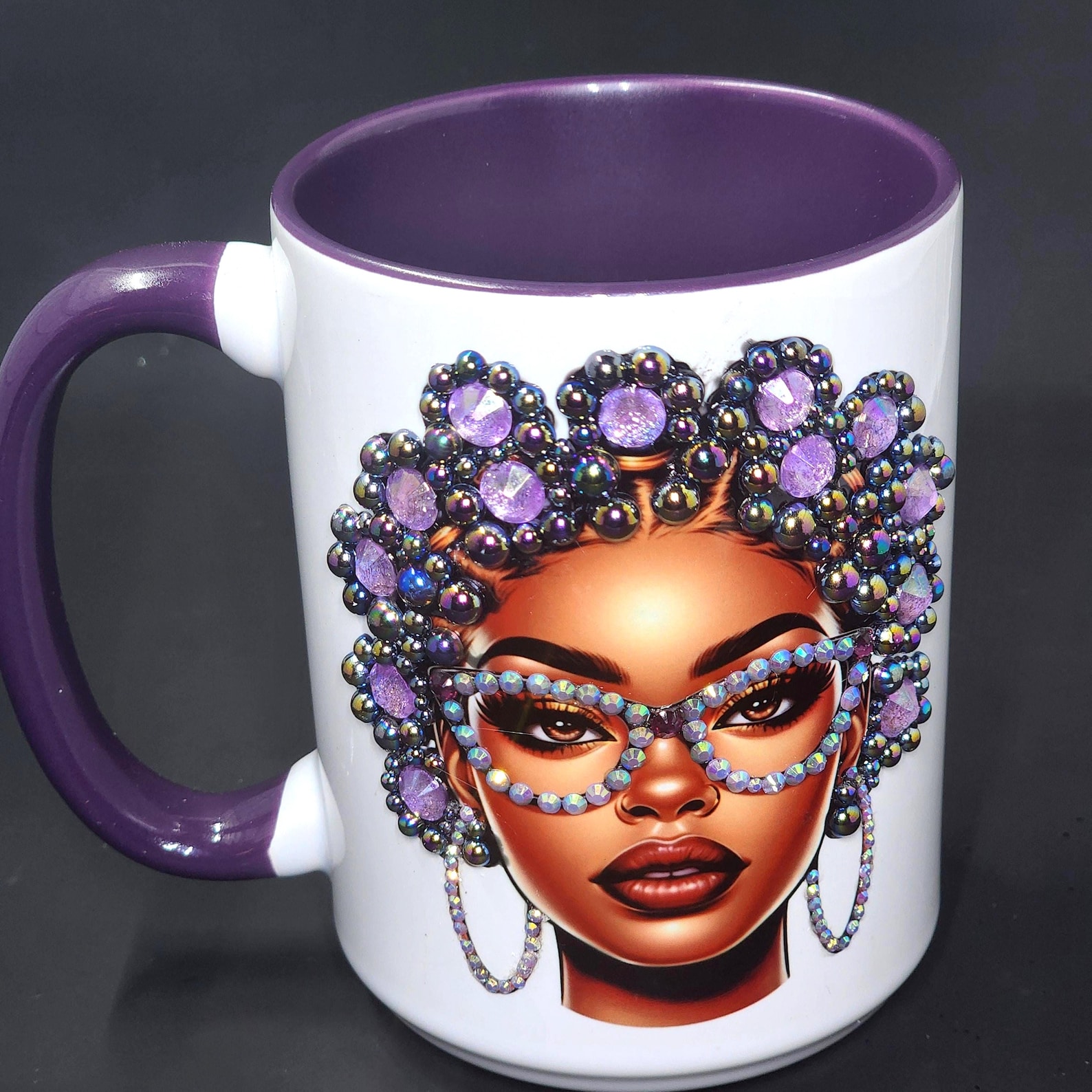Rhinestone African Diva Mug: Handcrafted Afro Glam Coffee Cup, Story ...
