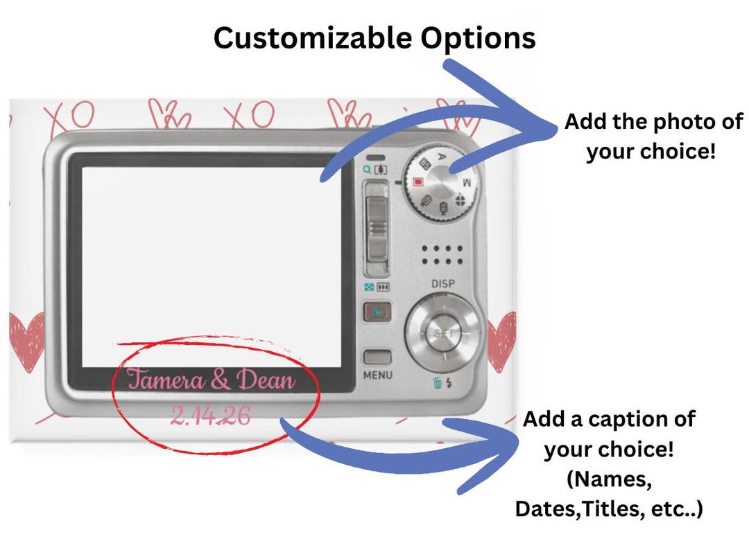 Personalized Photo Camera Magnet | Custom Names & Date, Keepsake Gift ...