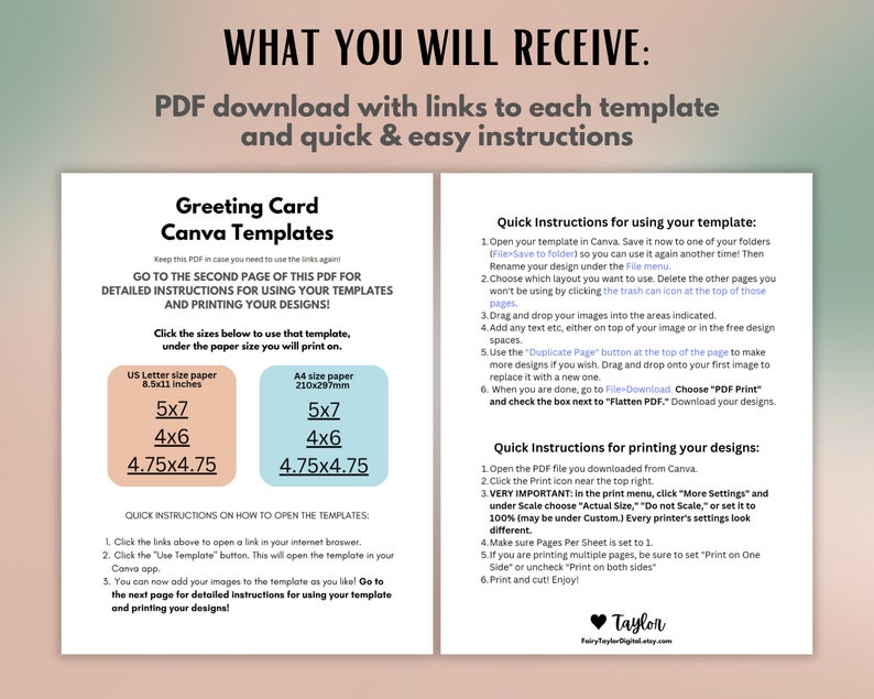 Greeting Card Drag & Drop Canva Template Bundle 5x7 4x6 and - Etsy