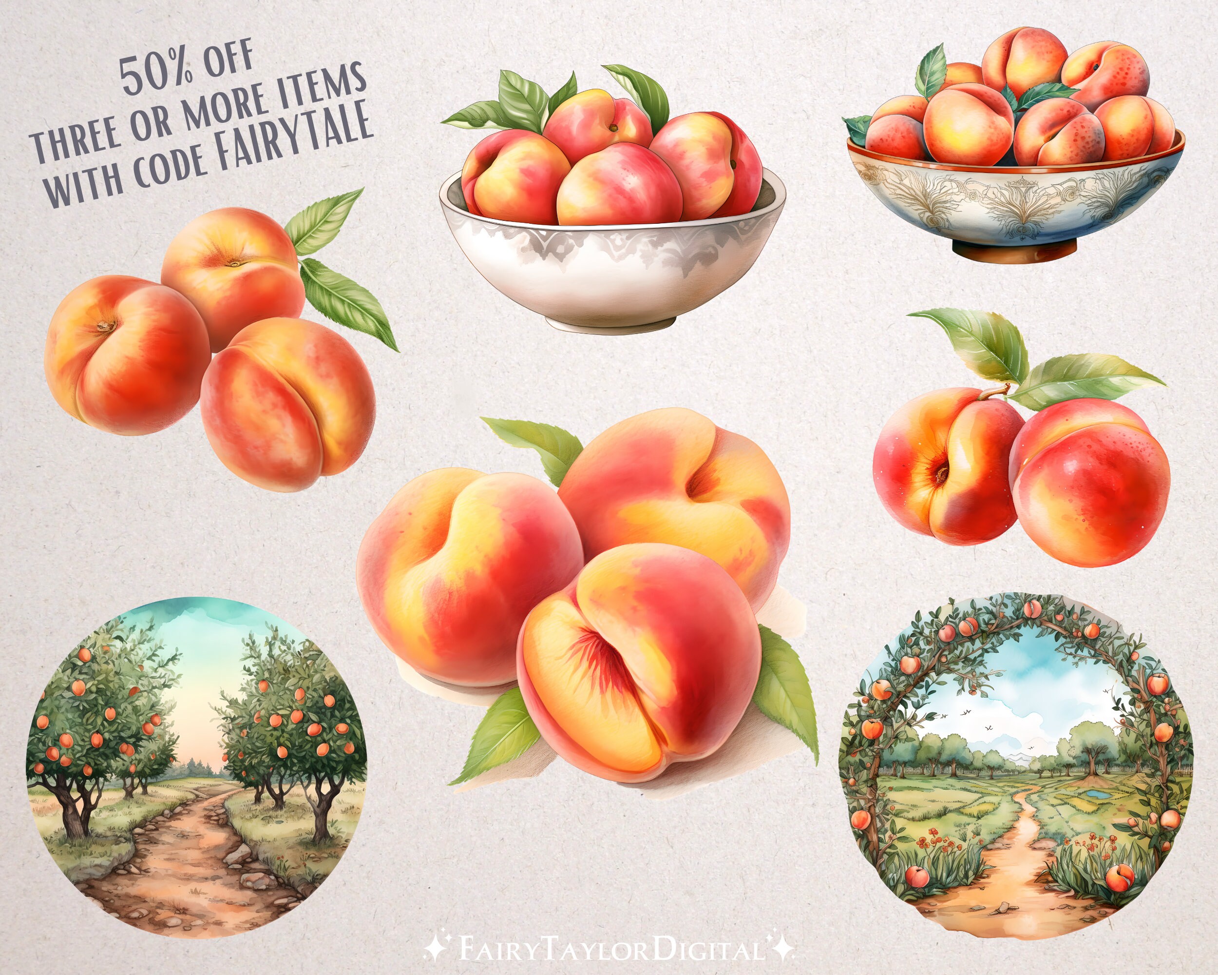 36 Peaches PNG Clipart Transparent Background Instant Download ...