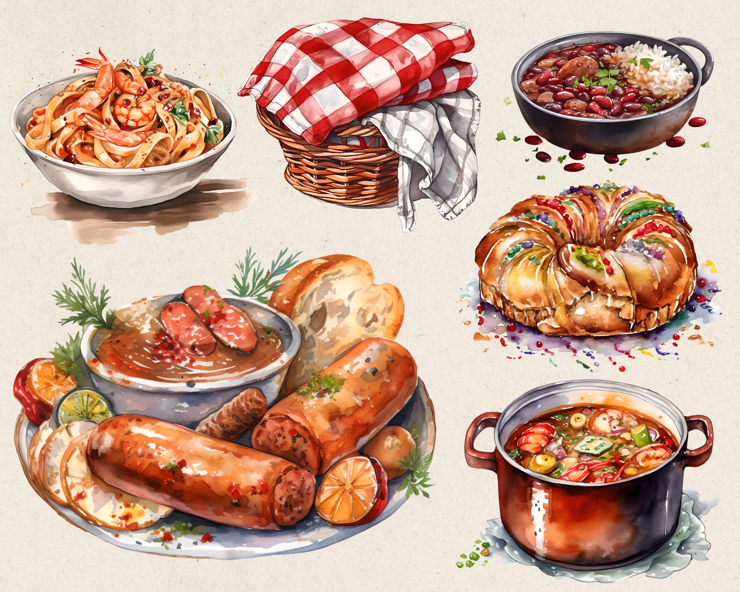 Watercolor Cajun Cooking Clip Art | 34 PNG Images With Transparent ...