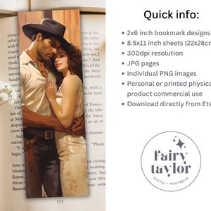 20 Western Romance Printable Bookmarks | JPG Print & Cut Pages, PNG ...