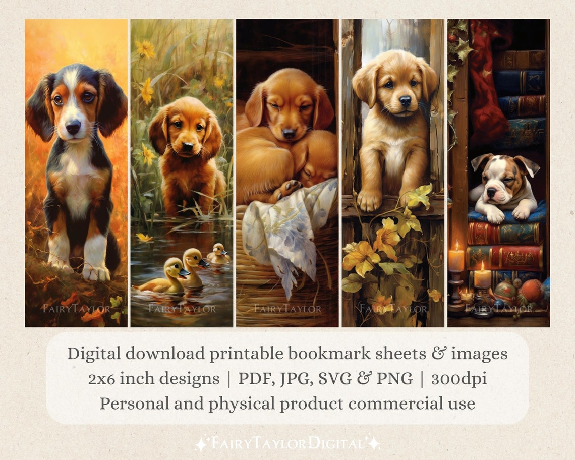 20 Country Puppies Printable Bookmarks Digital Download JPG - Etsy UK