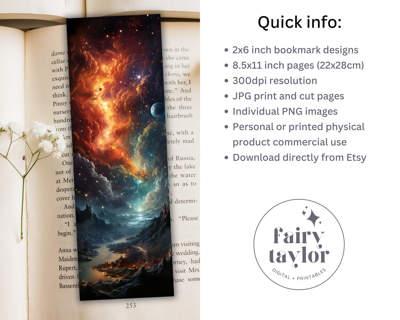 Printable Bookmark Set - Outer Space | Digital Download JPG Pages, PNG ...