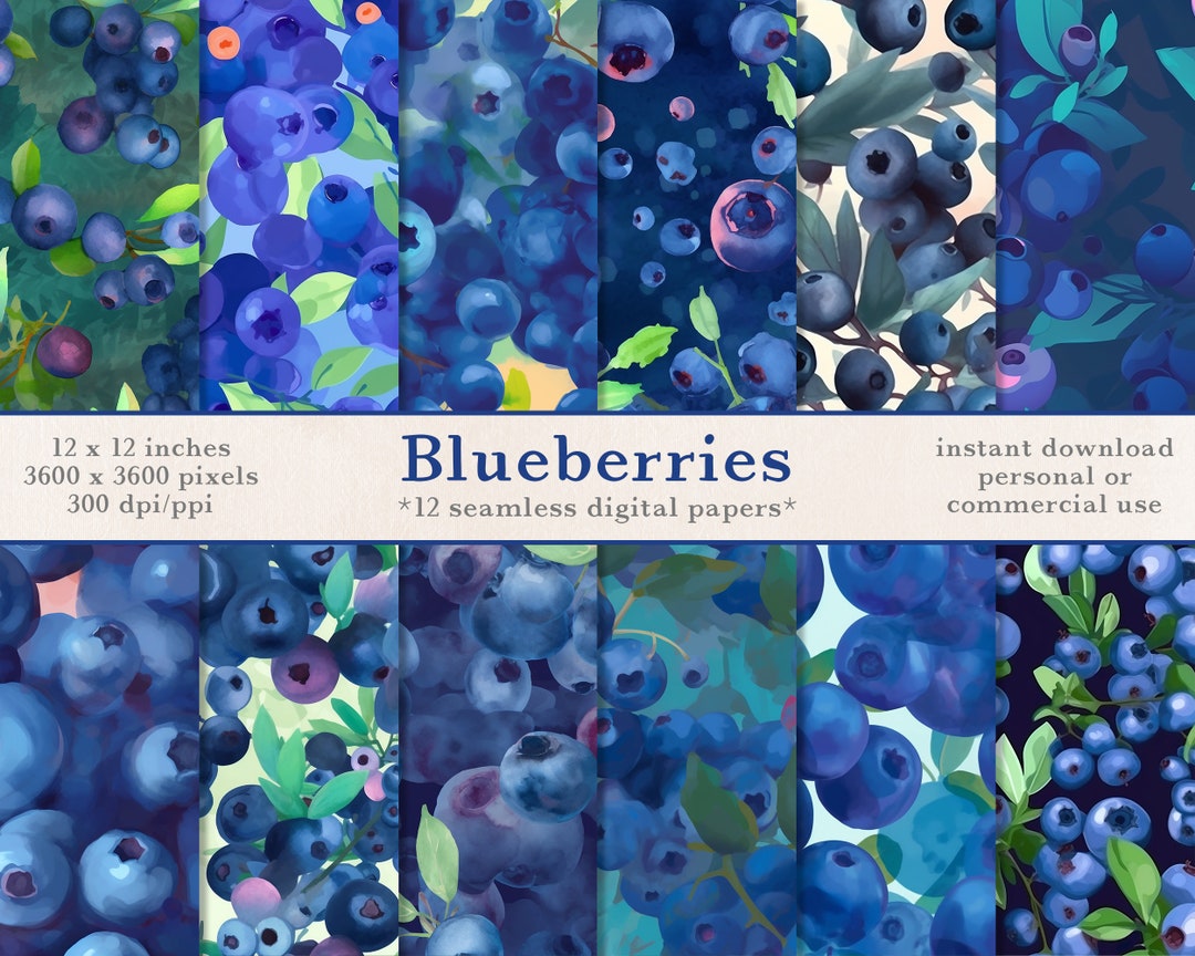 Seamless Patterns - Blueberries | Printable Scrapbook and Journal Paper ...