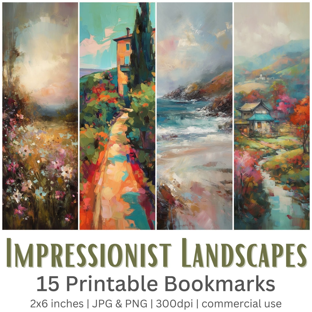 Printable Bookmarks - Impressionist Landscapes | Digital Download, PNG ...