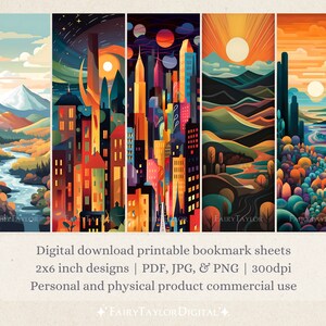 20 Whimsical Landscapes Printable Bookmarks | JPG Print & Cut Pages ...