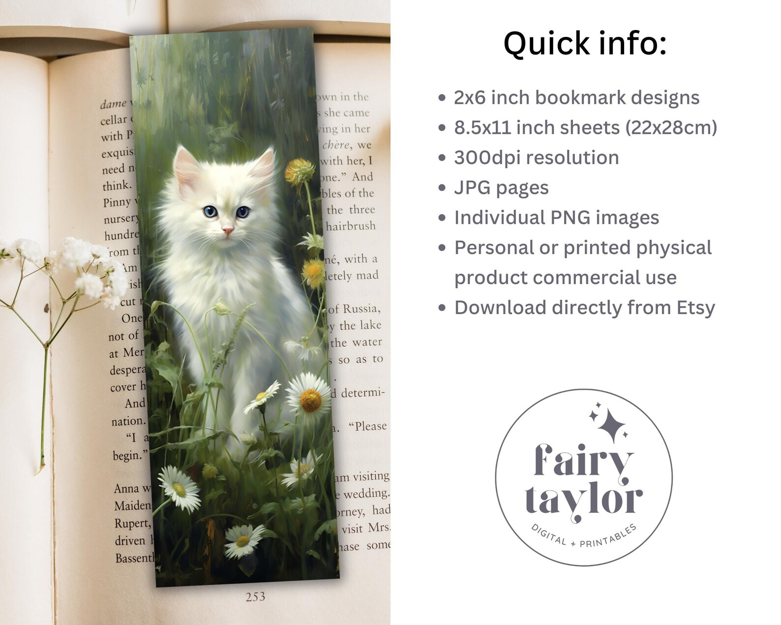 20 Country Kittens Printable Bookmarks Bookmark Set JPG and PNG ...