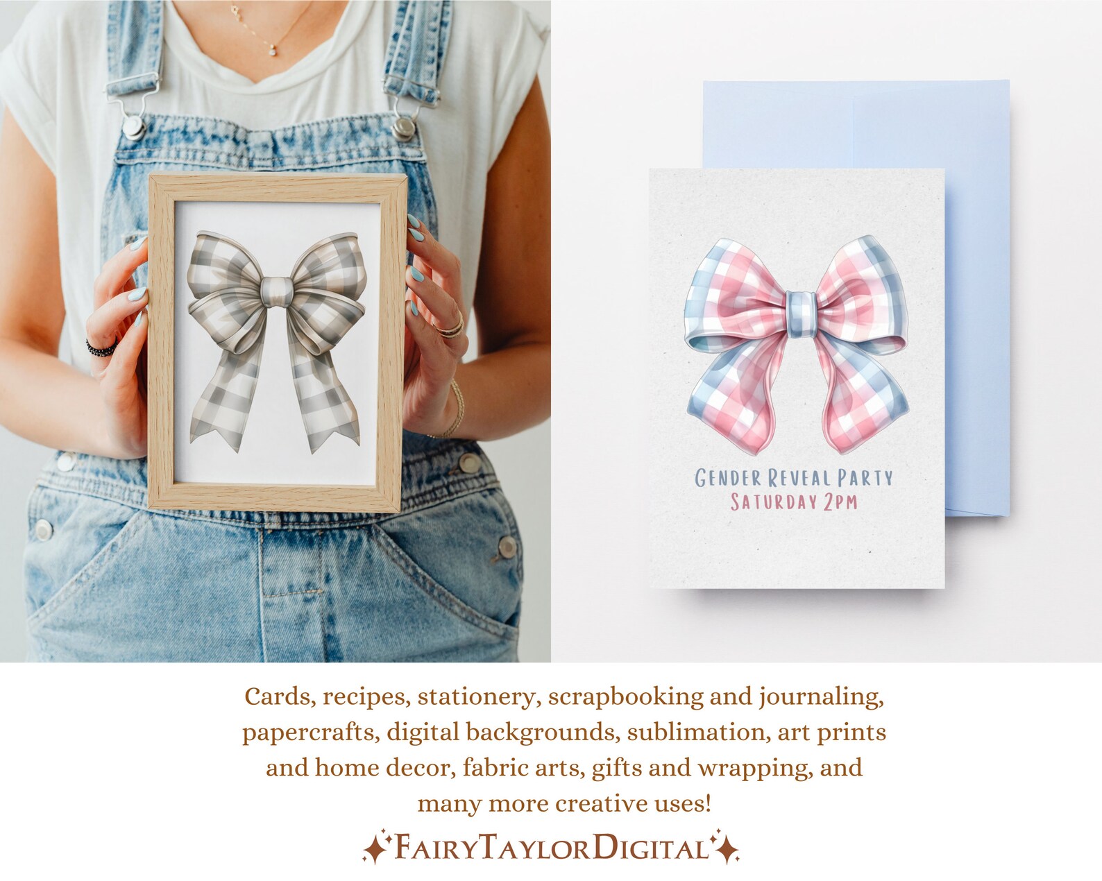 32 Gingham Bows PNG Clipart Transparent Background Instant - Etsy