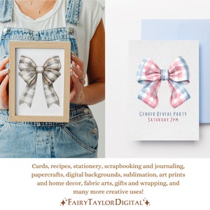 32 Gingham Bows PNG Clipart, Transparent Background, Instant Download ...