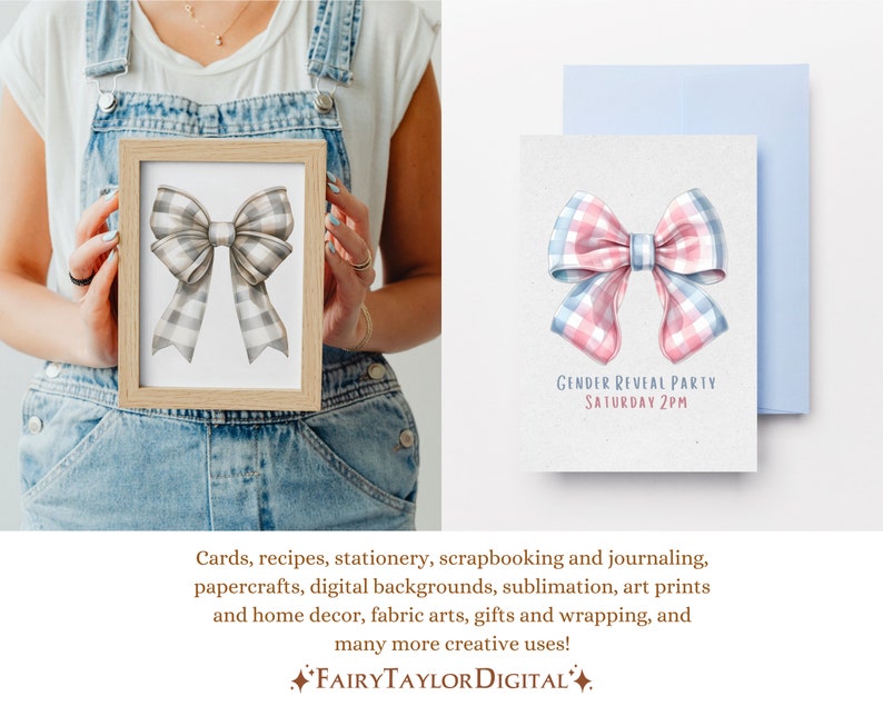 32 Gingham Bows PNG Clipart Transparent Background Instant - Etsy