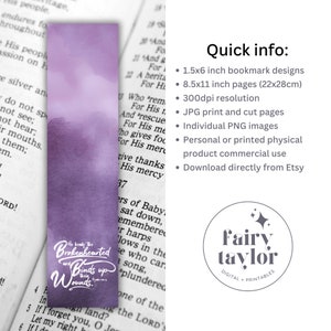 Printable Bookmark Set - Christian Watercolor - 1.5x6 Inches | Digital ...