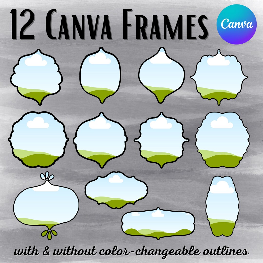 Drag & Drop Canva Frames - 12 Doodle Portrait Frames With Color ...