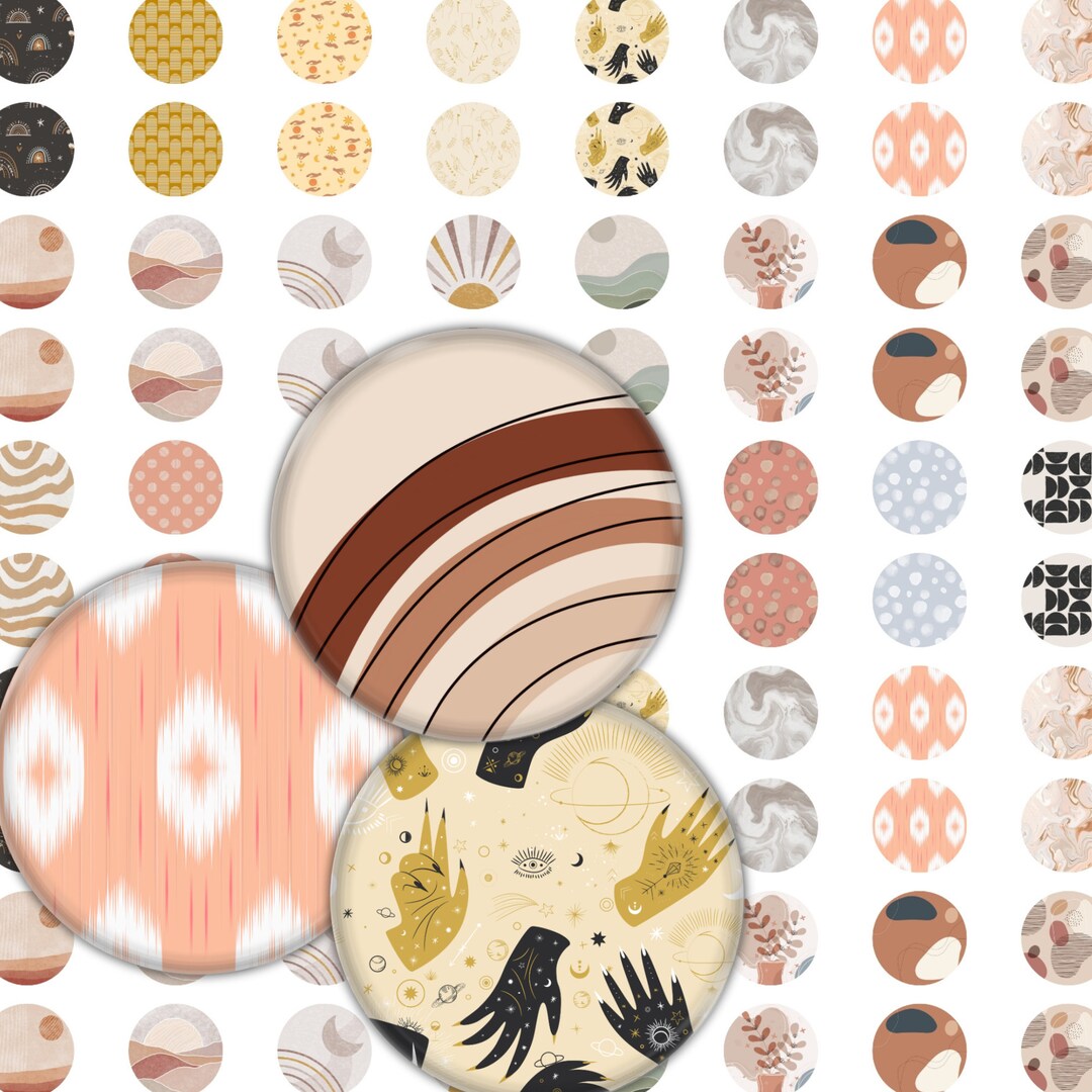 Digital Collage Sheet - 12mm Neutral Boho JPG Printable for Earrings ...