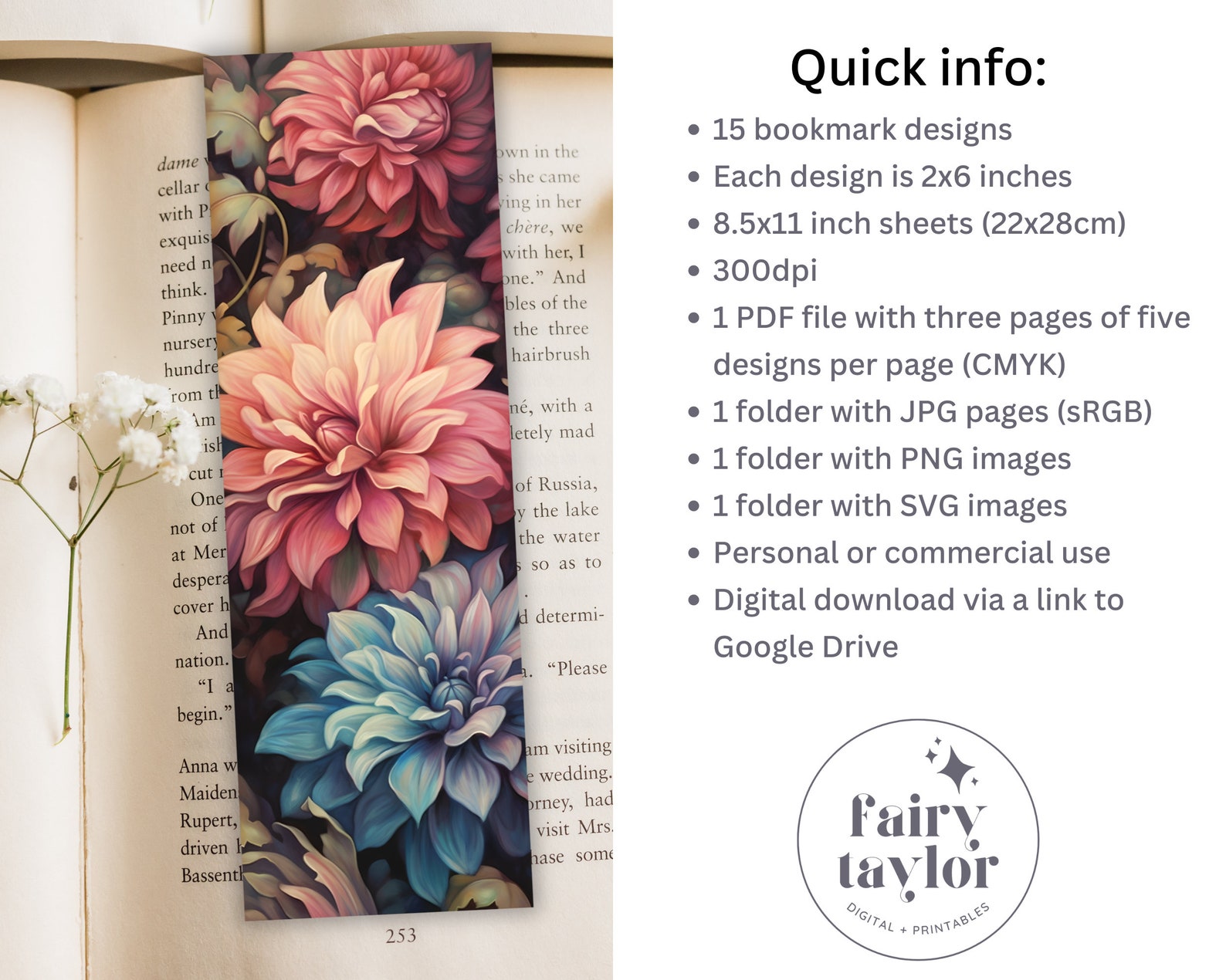 15 Watercolor Floral Printable Bookmarks Bookmark Sheets - Etsy