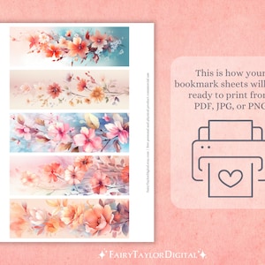 15 Watercolor Floral Printable Bookmarks | Digital Download JPG ...
