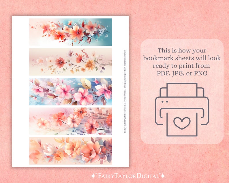 15 Watercolor Floral Printable Bookmarks Digital Download - Etsy