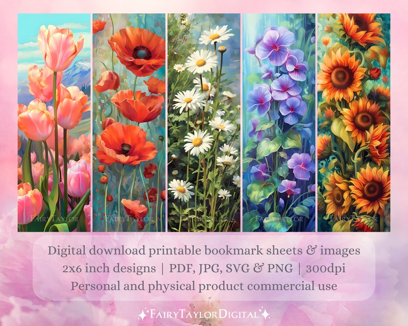 15 Watercolor Floral Printable Bookmarks Bookmark Sheets - Etsy