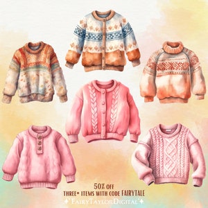 Watercolor Cozy Sweaters PNG Clipart Set | 23 Images | Digital Download ...