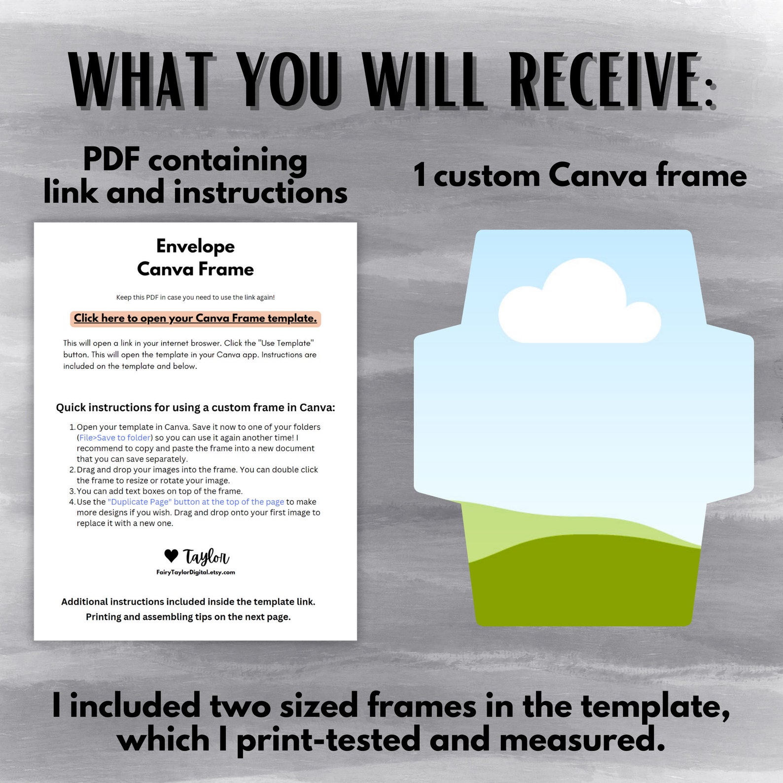 Printable Envelope Canva Frame | Drag & Drop Canva Template, A6 ...