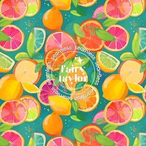 Seamless Patterns - Citrus Fruits | Instant Download Digital Papers X12 ...