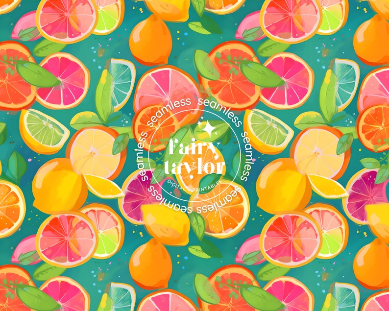 Seamless Patterns - Citrus Fruits | Instant Download Digital Papers X12 ...