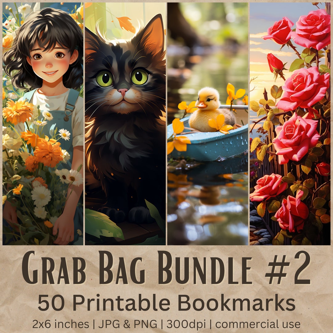 Printable Bookmark Bundle - 50 Bookmarks - Grab Bag #2 | Digital ...