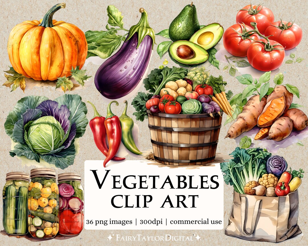 36 Vegetables PNG Clipart | Transparent Background | Instant Download ...