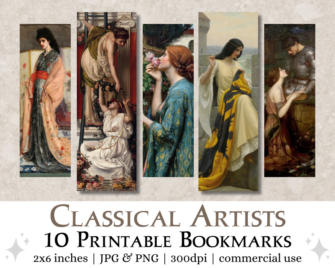 Classical Artists Printable Bookmark Set | Digital Download JPG Pages ...