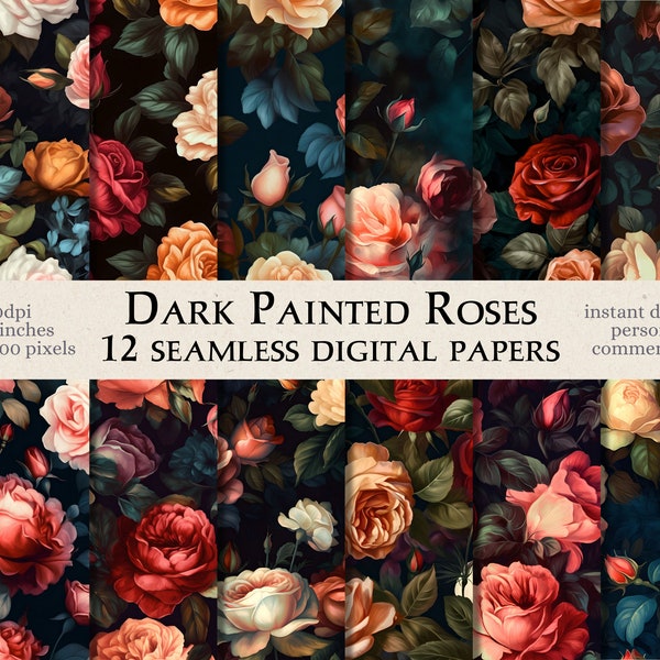 Roses Digital Paper - Etsy