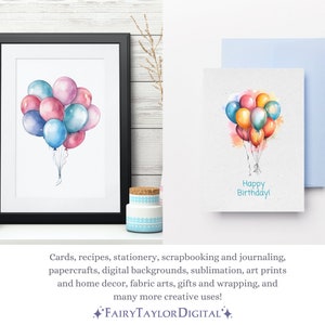 36 Watercolor Balloons PNG Clipart | Transparent Background Instant ...