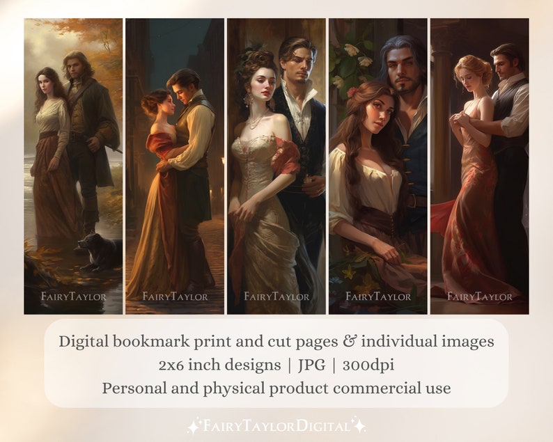Historical Romance Printable Bookmarks | Digital Download, JPG Print ...