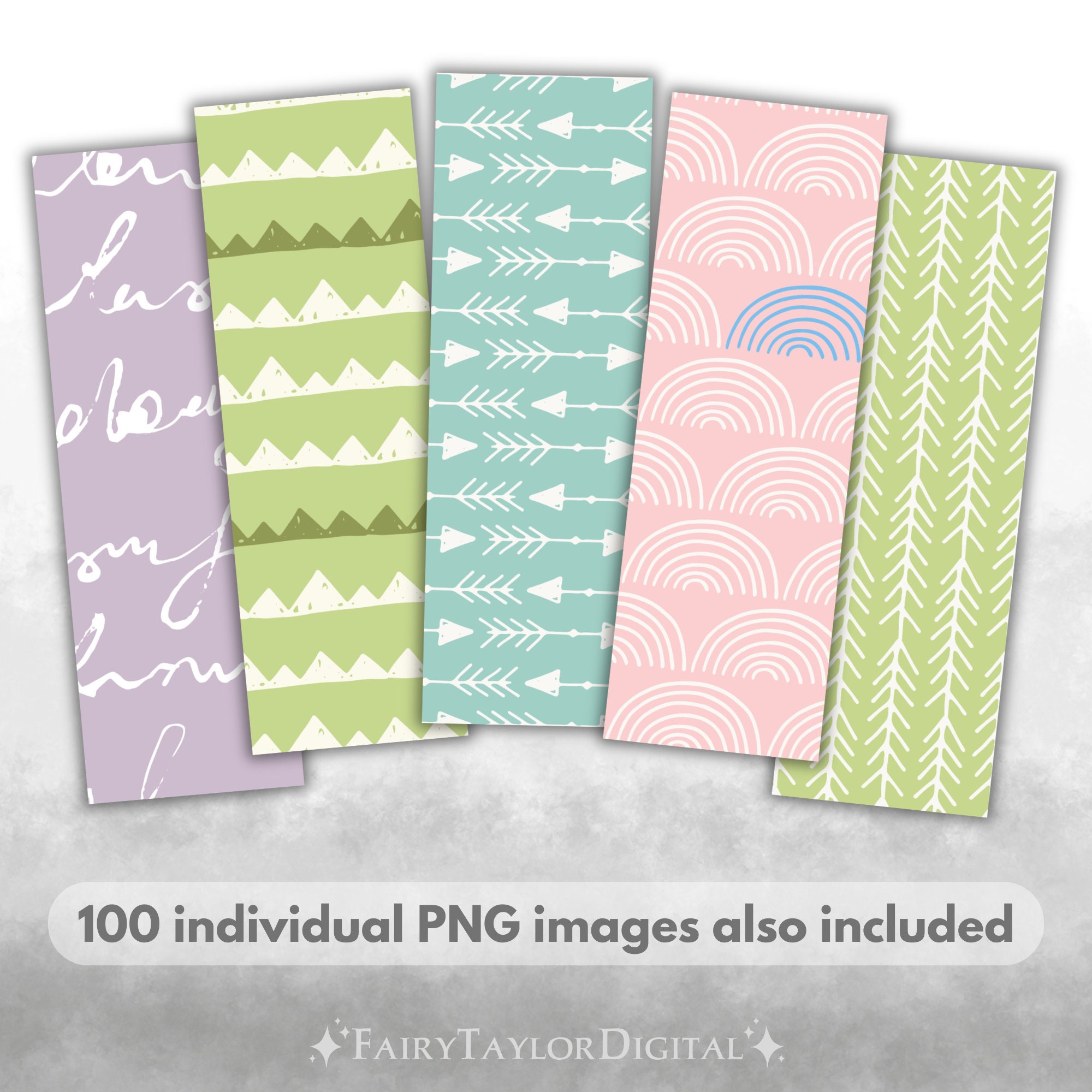 Printable Bookmarks - 100 Cute Patterns | Digital Download, JPG and PNG ...