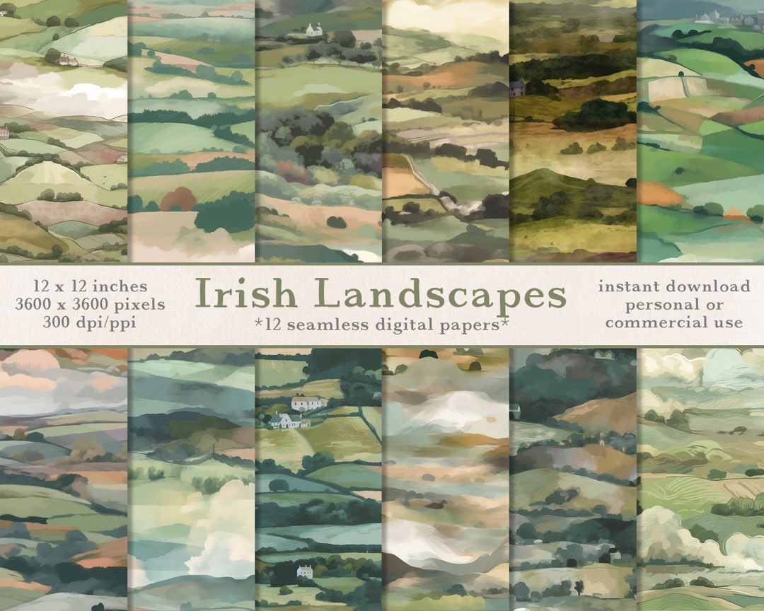 Irish Landscapes Seamless Digital Paper Seamless Patterns Printable ...