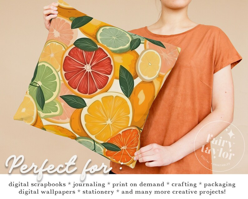 Seamless Patterns - Citrus Fruits | Instant Download Digital Papers X12 ...