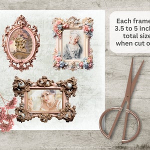 44 Pastel Rococo Frames Fussy Cuts, Digital Download Printable PDF ...