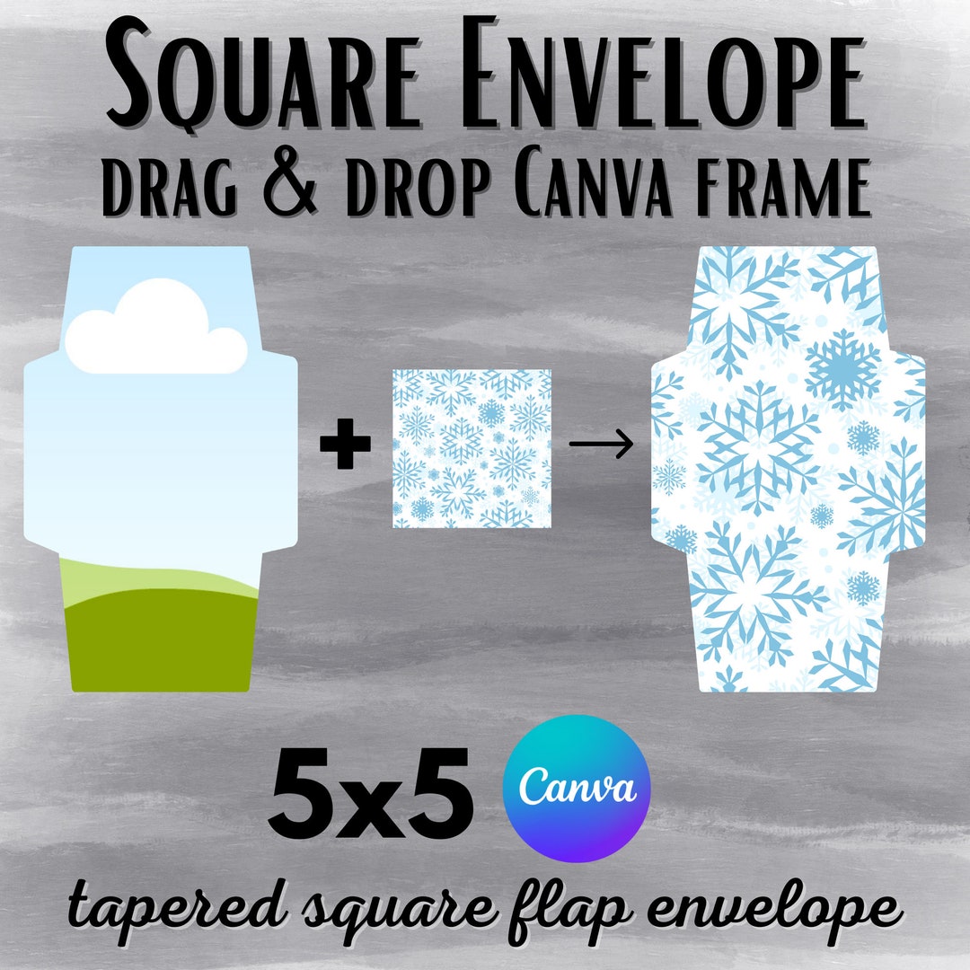 Square Envelope Canva Frame - 5x5 Envelope Drag & Drop Canva Template ...