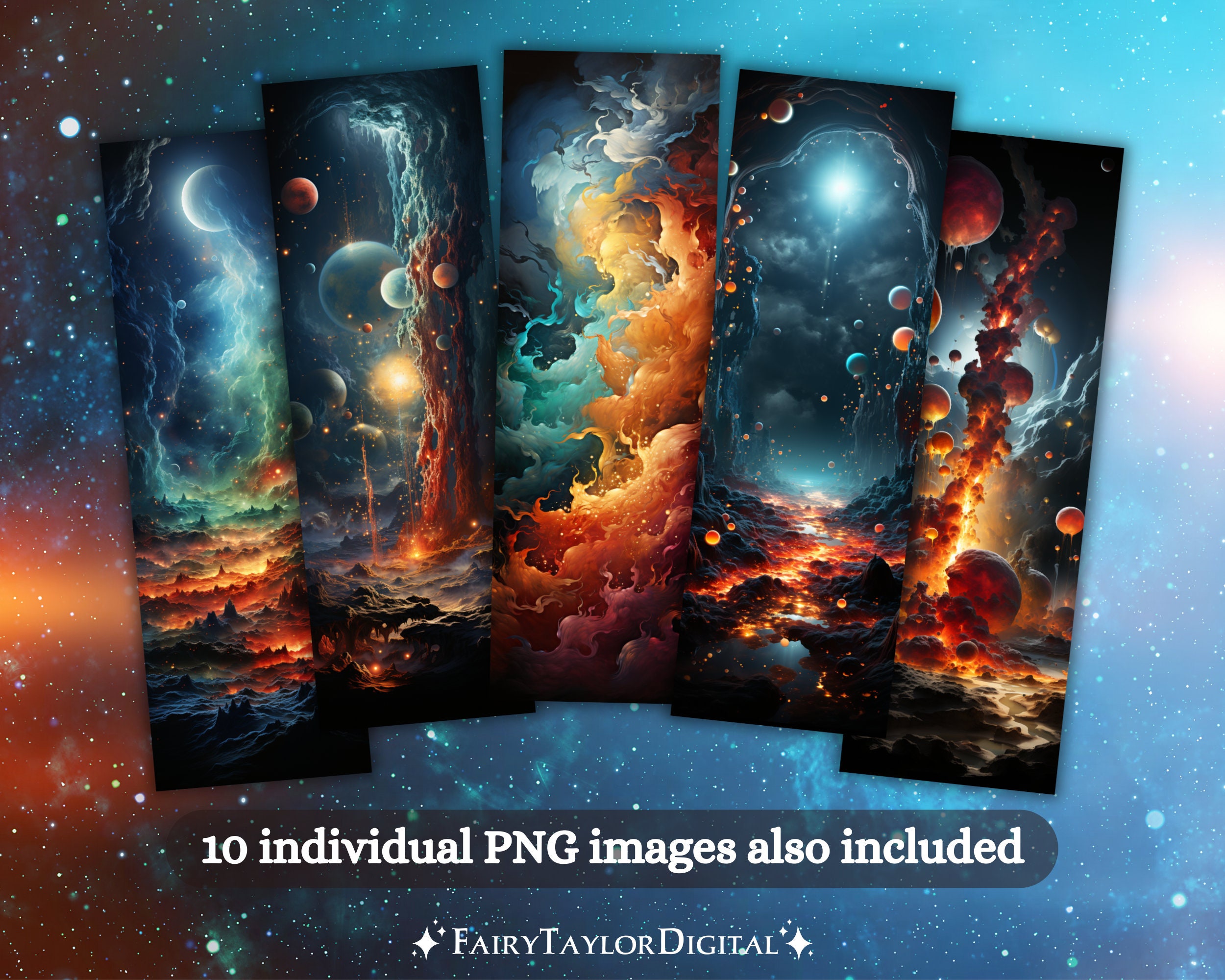 Printable Bookmark Set - Outer Space | Digital Download JPG Pages, PNG ...