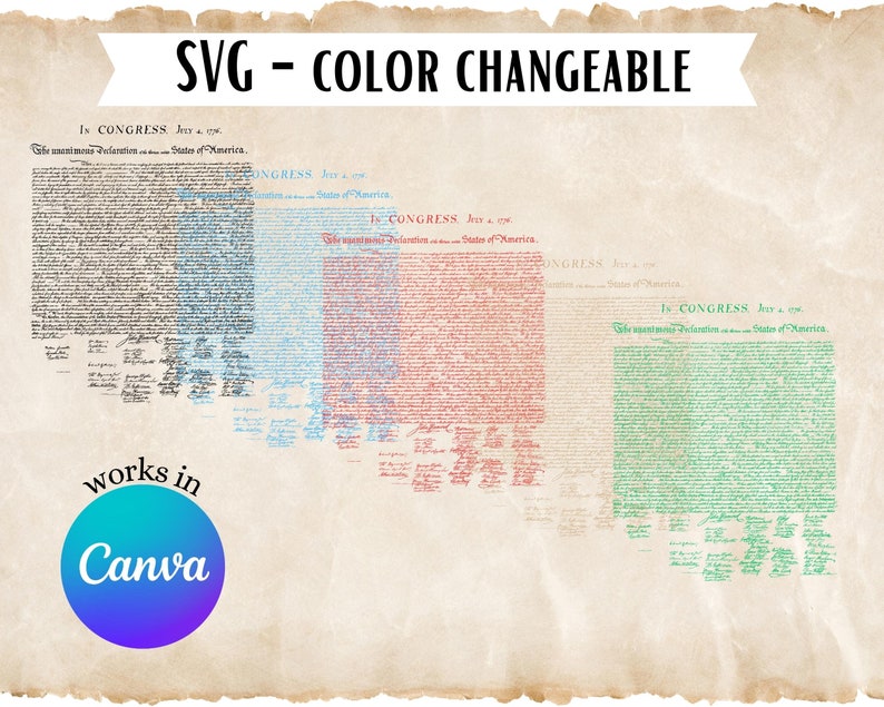 Declaration of Independence PNG SVG & ABR Brush July 4th - Etsy